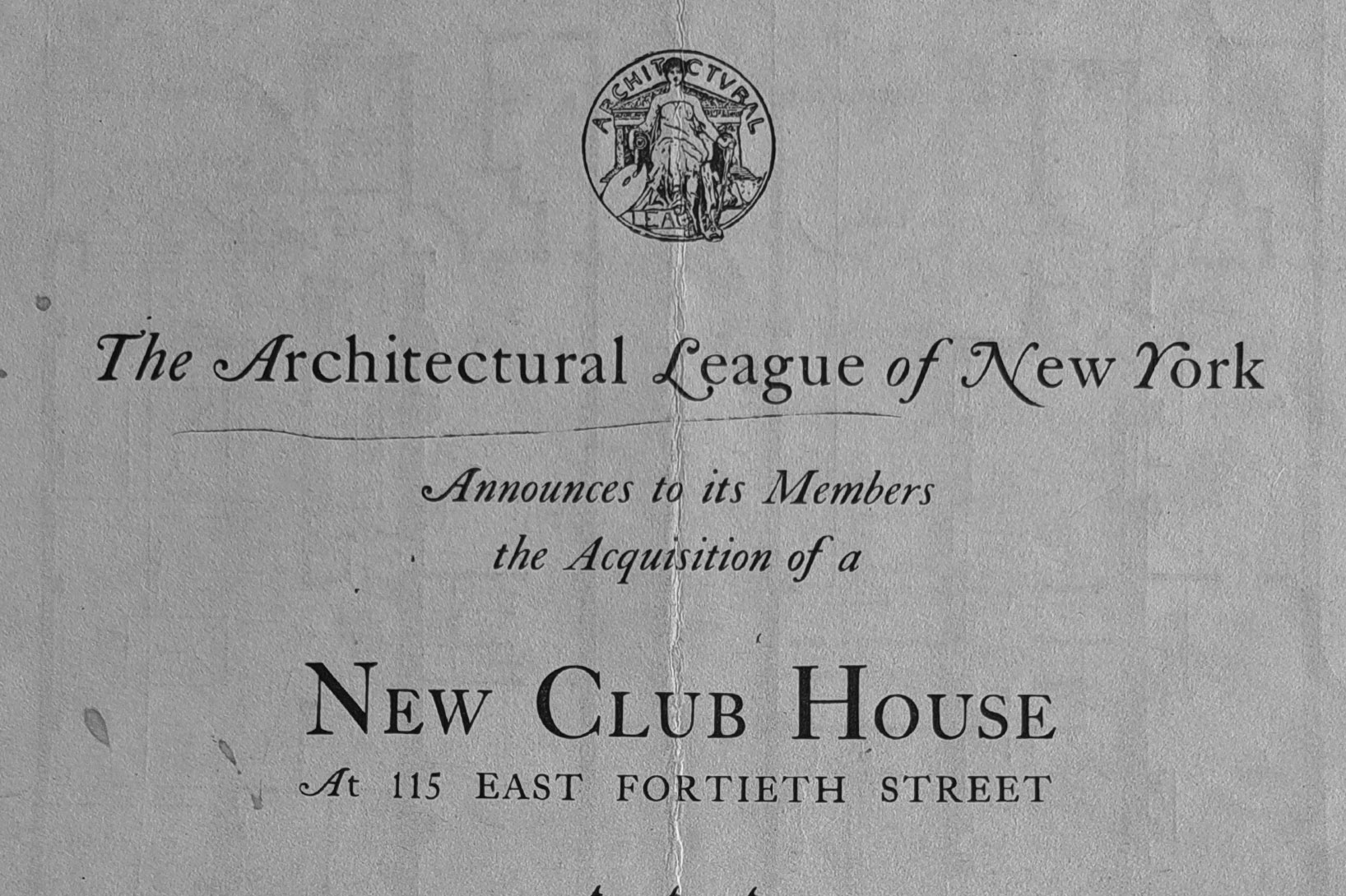 The Architectural League of New York Announces to its Members the Acquisition of a New Club ...